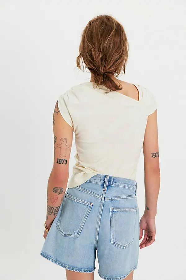 AGOLDE Rhoda Pleated Denim Shorts - Raft