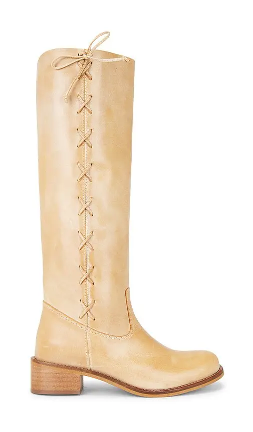 DICO COPENHAGEN Ann Gaucho Boot With Side Laces In Neutral - Light Tan