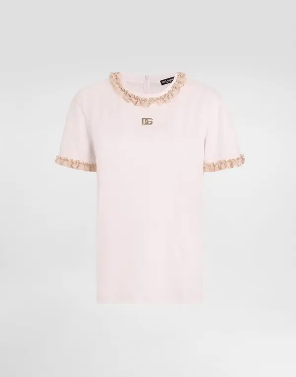Dolce & Gabbana Jersey T-shirt With Lace And Embroidery