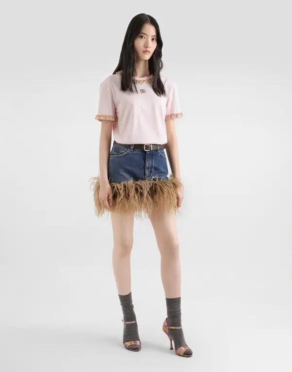 Dolce & Gabbana Jersey T-shirt With Lace And Embroidery