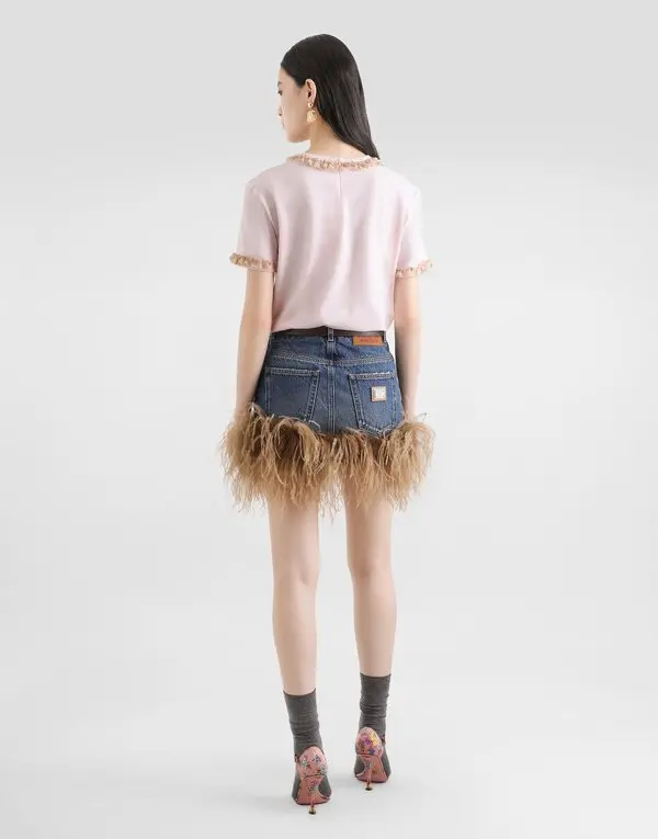 Dolce & Gabbana Jersey T-shirt With Lace And Embroidery
