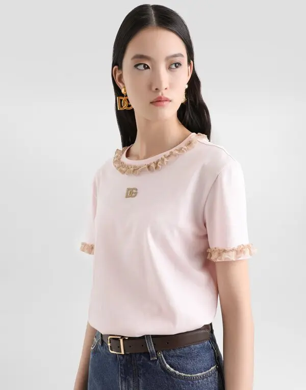 Dolce & Gabbana Jersey T-shirt With Lace And Embroidery