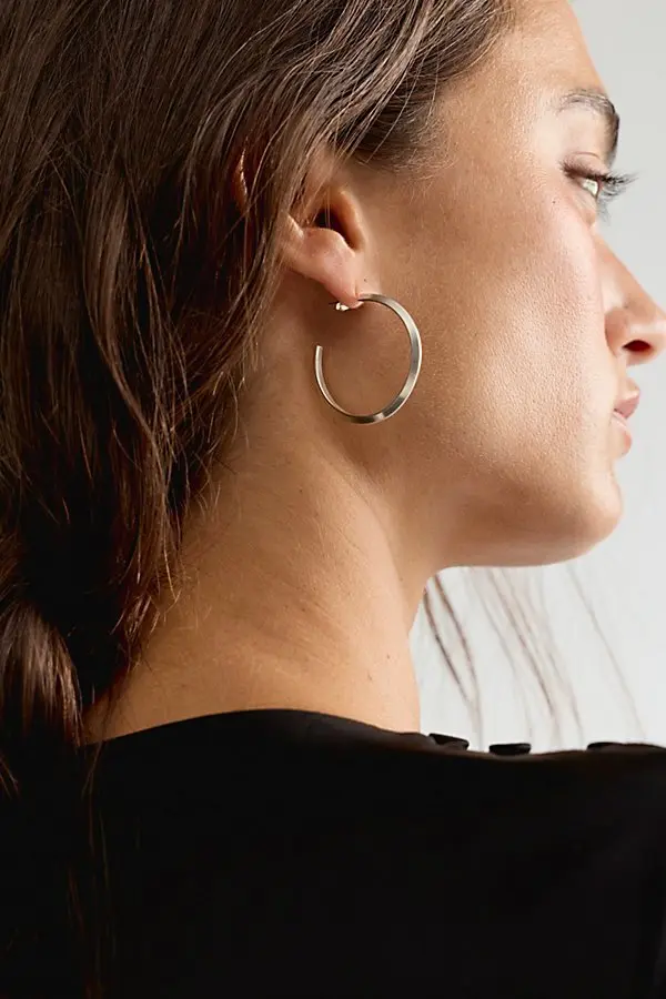 LAURA MAR Sculptural Geometric Hoop Earrings - Silver