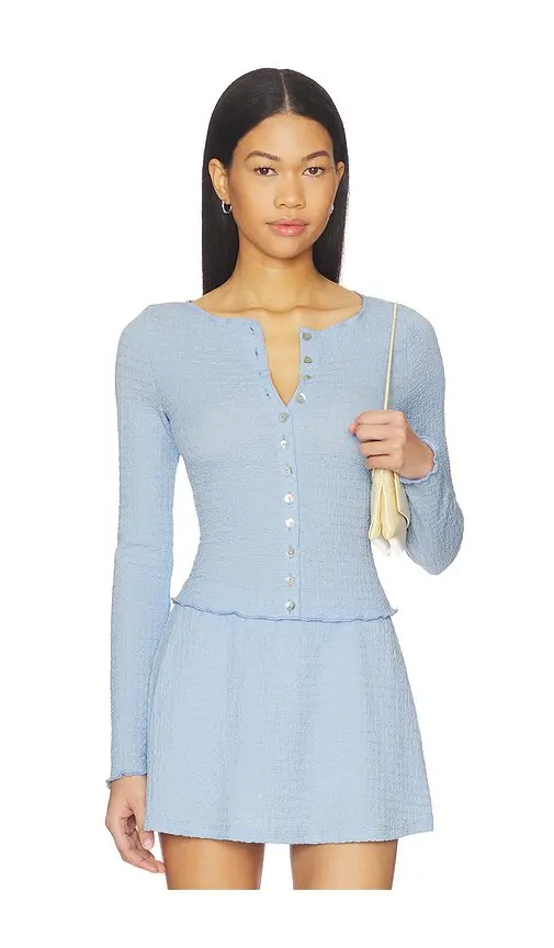 LISA SAYS GAH Baby Blue Long Sleeve Top