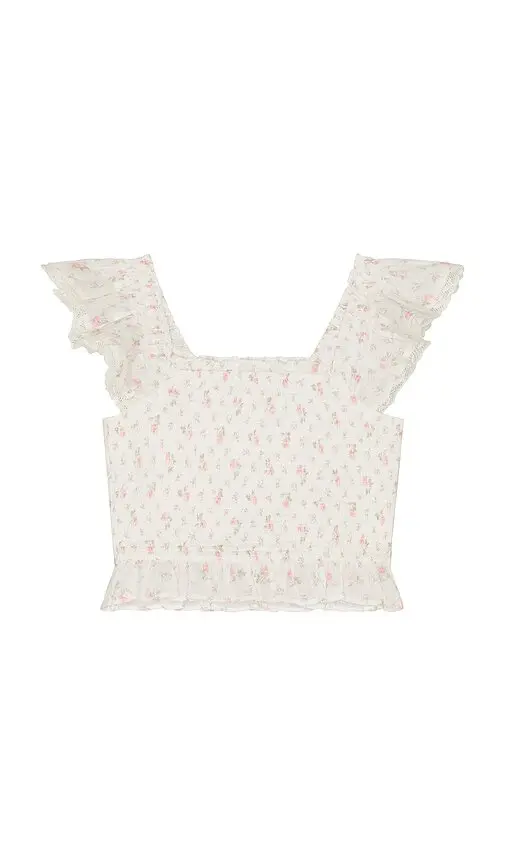 LoveShackFancy Tween Jeanna Top In Ivory - Sunwashed Ivory
