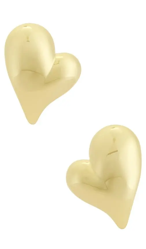 Jenny Bird Mega Art Heart Symmetrical Button Earring In Metallic - Gold