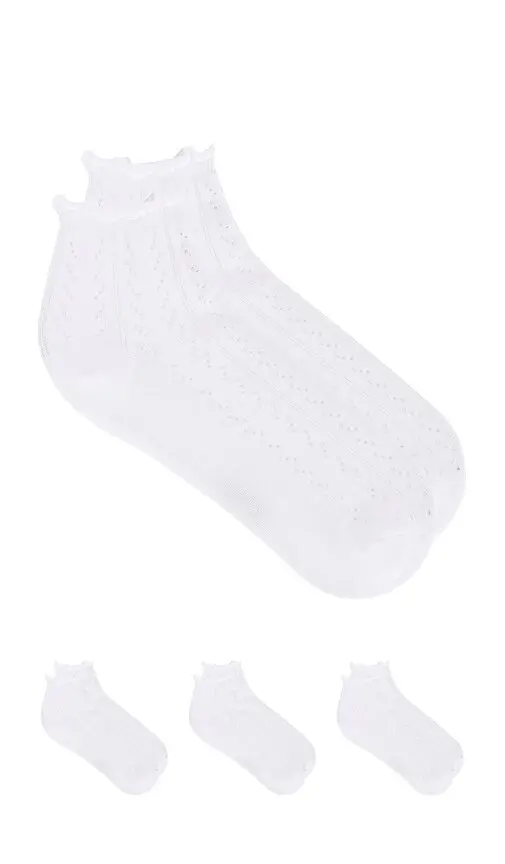 STEMS 3-pack Pointelle Mid Crew Socks - White