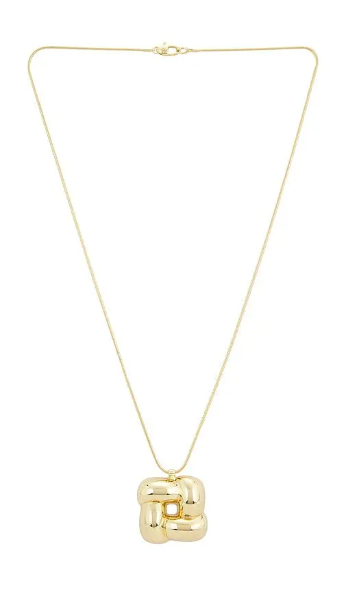 Jenny Bird Woven Square Pendant Necklace - High Polish Gold