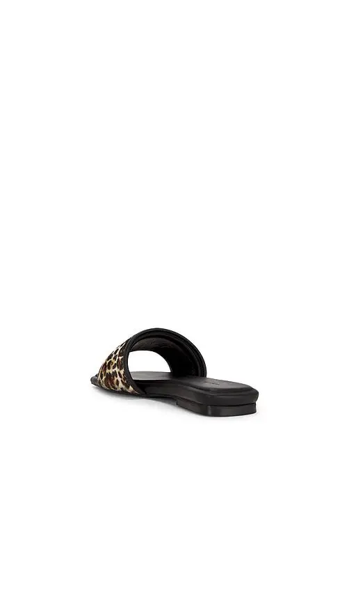 ANINE BING Print Leather Calf Fur Slide Sandals - Leopard