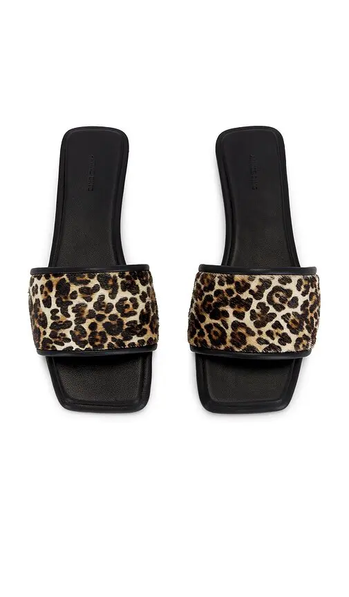 ANINE BING Print Leather Calf Fur Slide Sandals - Leopard