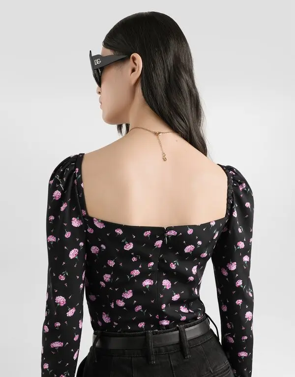 Dolce & Gabbana Carnations-print Silk Top - Multicolor
