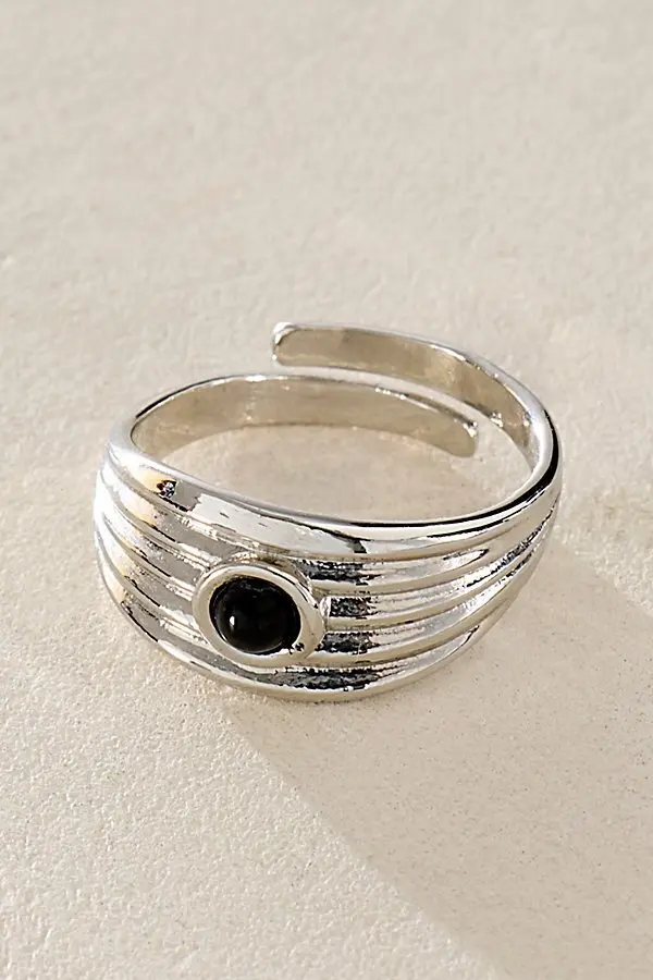 Free People Celeste Toe Ring - Silver/onyx