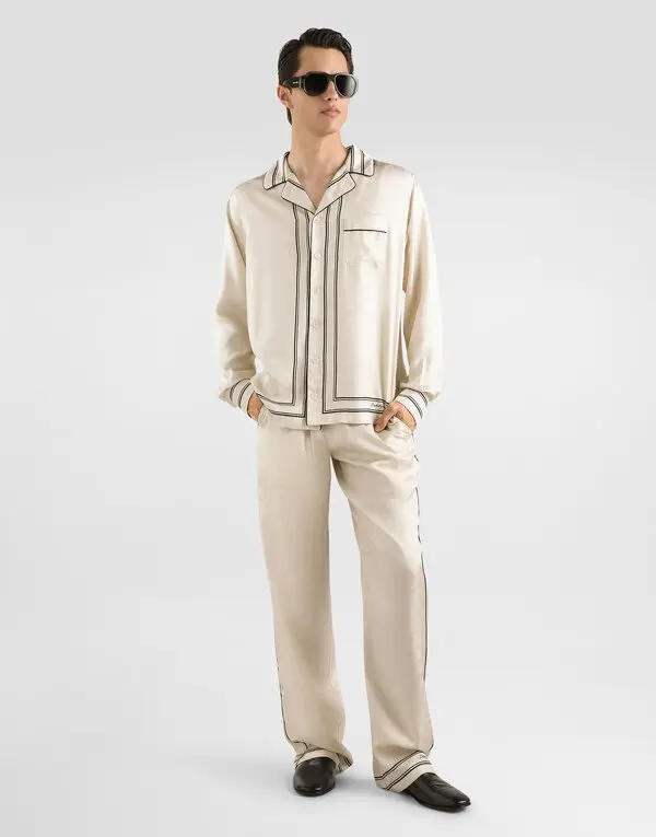 Dolce & Gabbana Logo And Stripe-print Twill Trousers - Multicolor