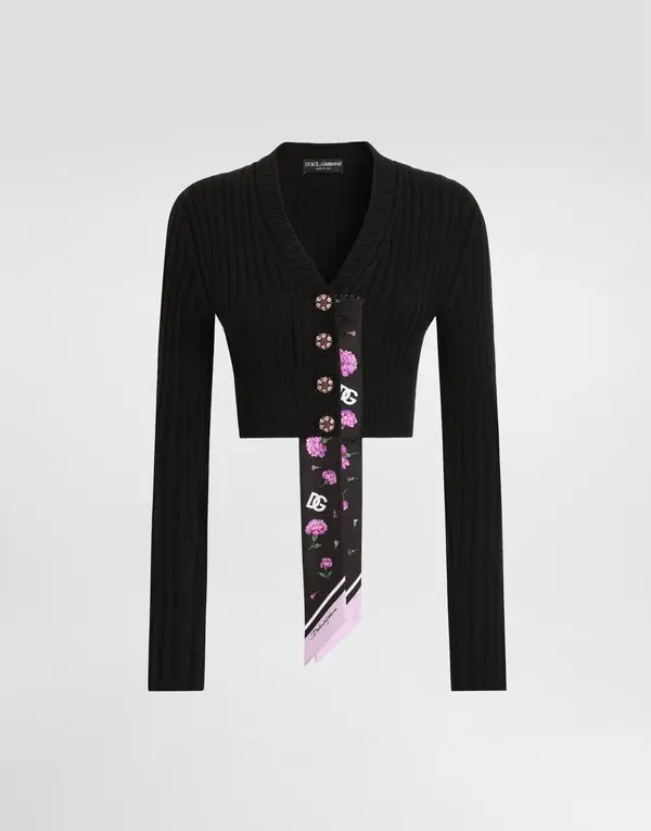 Dolce & Gabbana Virgin Wool Cardigan With Offset Rib