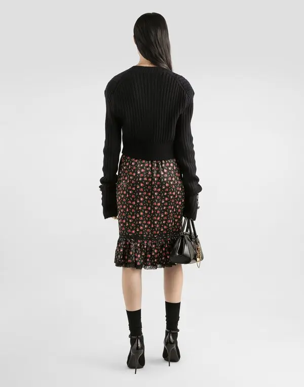 Dolce & Gabbana Virgin Wool Cardigan With Offset Rib