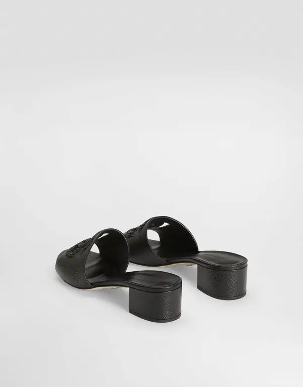 Dolce & Gabbana Dauphine Calfskin And Suede Mule With Rhinestones - Black