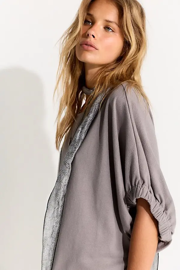 Free People Woke Up Like This Midi Dress With Puffed Sleeves - Satellite Sky