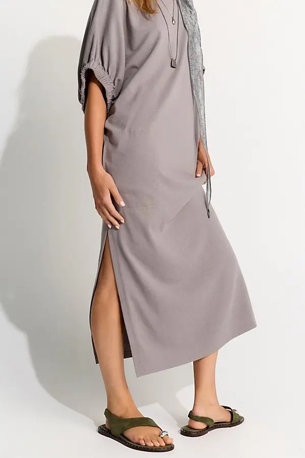 Free People Woke Up Like This Midi Dress With Puffed Sleeves - Satellite Sky