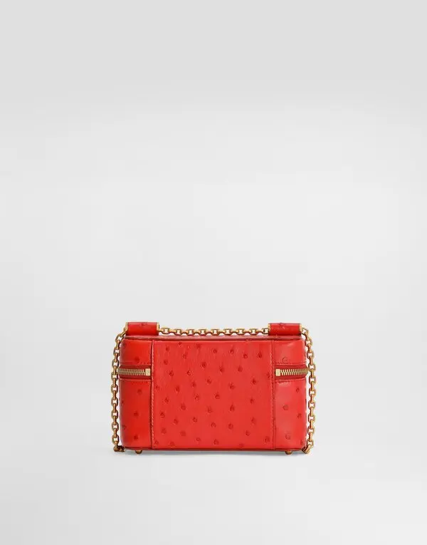 Dolce & Gabbana Sicily Small Shoulder Bag In Polished Ostrich Leather
