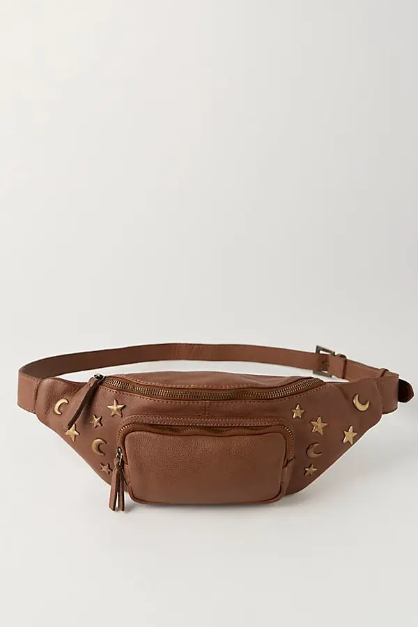 Free People Sonar Studded Leather Sling Bag - Cognac