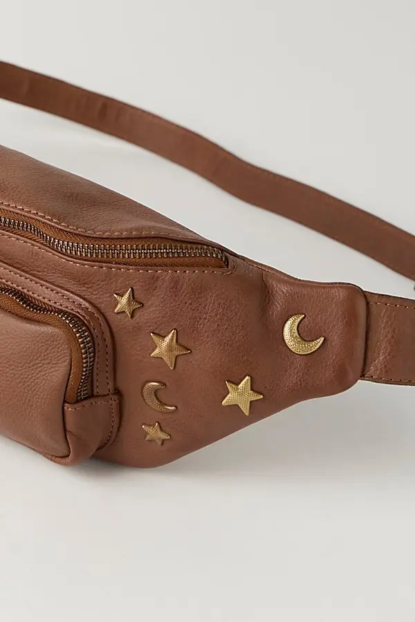 Free People Sonar Studded Leather Sling Bag - Cognac
