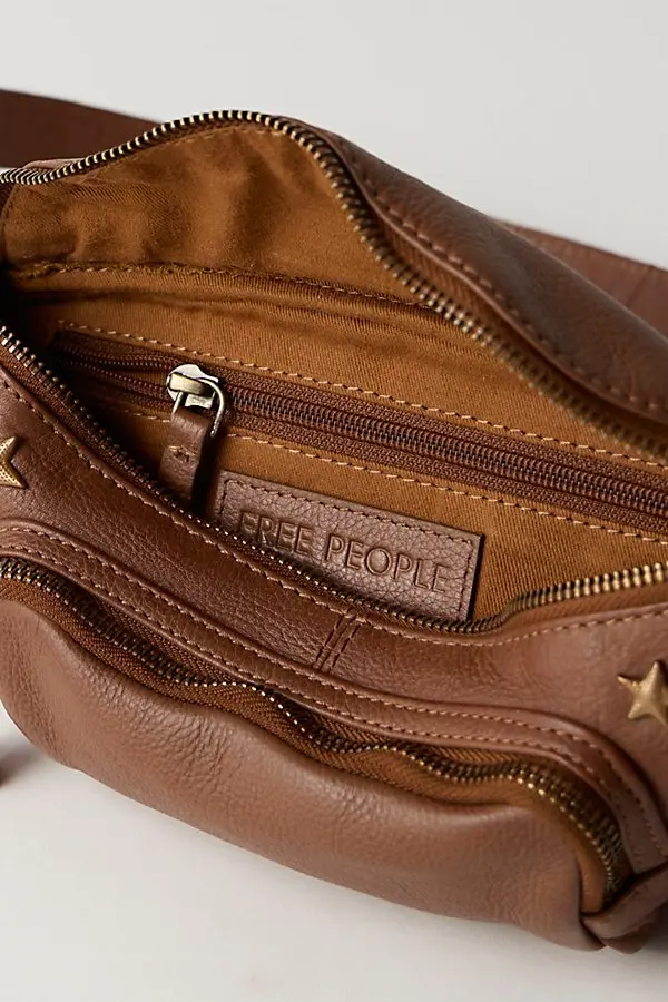 Free People Sonar Studded Leather Sling Bag - Cognac