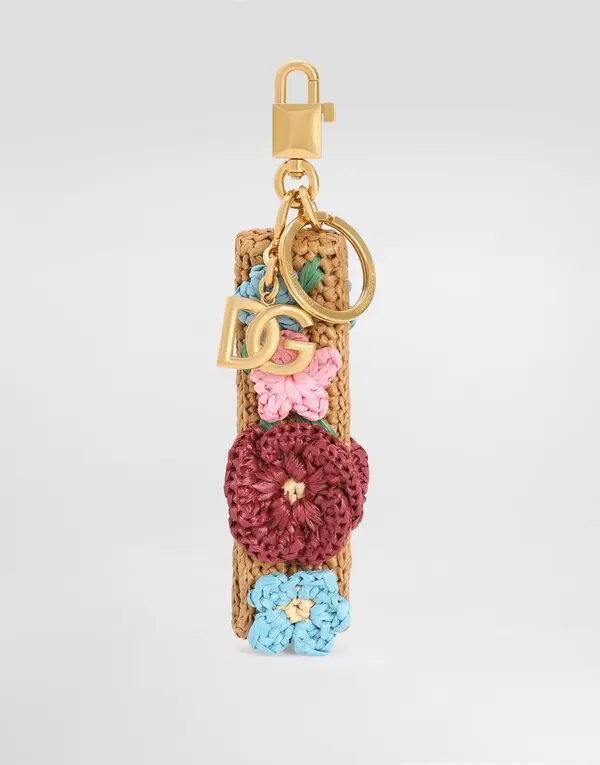 Dolce & Gabbana Crochet Raffia Keychain - Multicolor