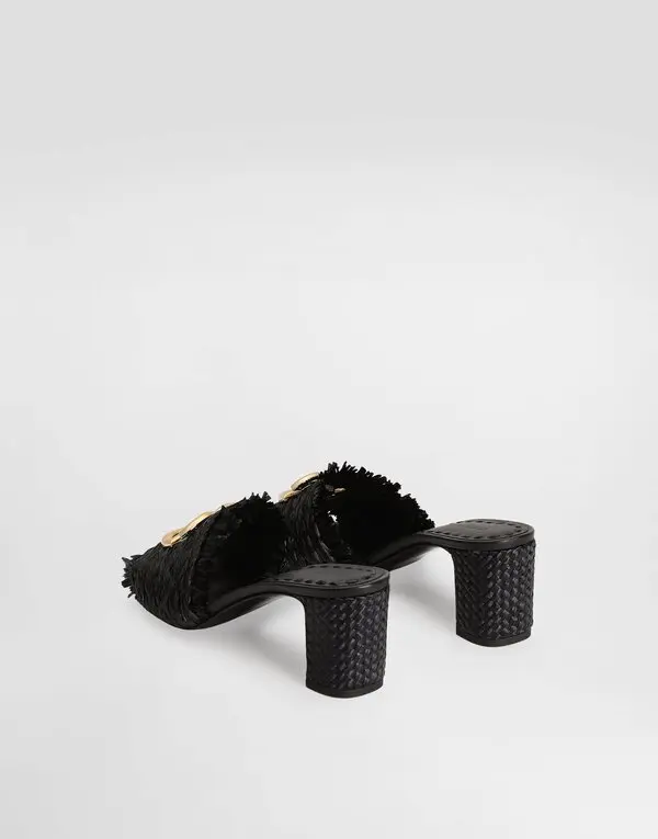 Dolce & Gabbana Raffia Mules With Braid And Fringe