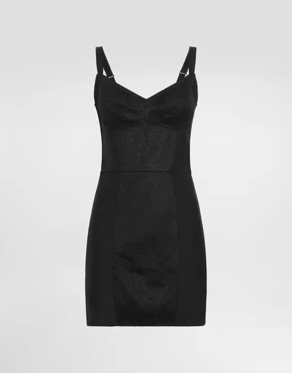 Dolce & Gabbana Sheath Dress In Stretch Fabric And Lace - Black