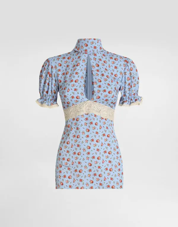 Dolce & Gabbana Rose-print Charmeuse Top - Multicolor