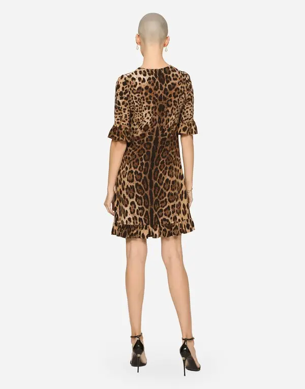 Dolce & Gabbana Short Leopard-print Cady Dress - Multicolor