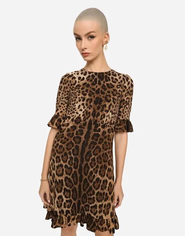 Dolce & Gabbana Short Leopard-print Cady Dress - Multicolor