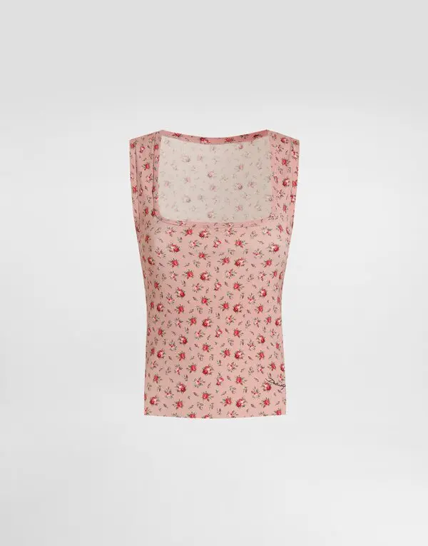 Dolce & Gabbana Rose-print Viscose Tank Top - Multicolor