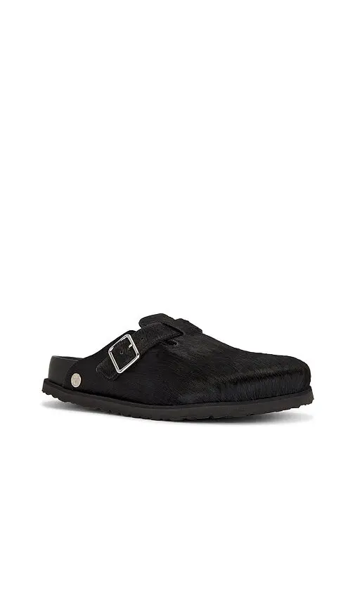 BIRKENSTOCK Boston Pony Hair Mule With Buckle Closure - Black