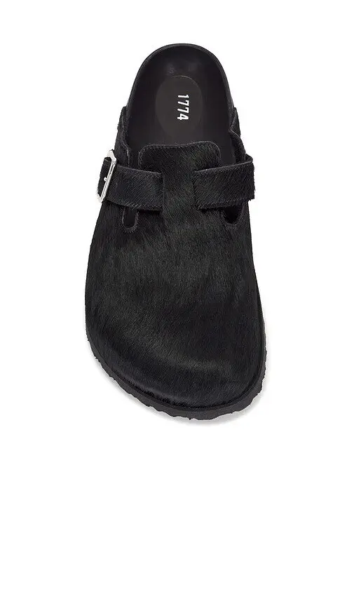 BIRKENSTOCK Boston Pony Hair Mule With Buckle Closure - Black