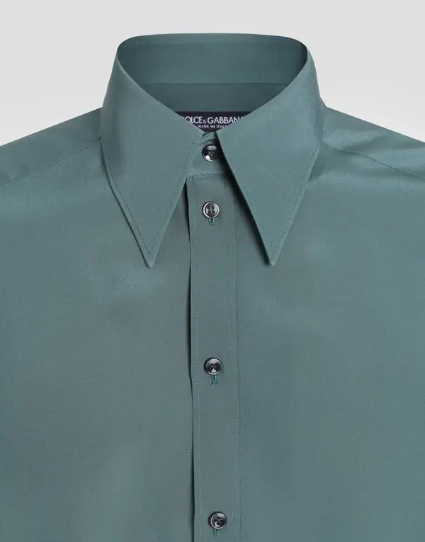 Dolce & Gabbana Silk Crêpe De Chine Gold Shirt - Green