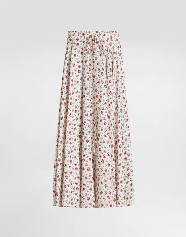 Dolce & Gabbana Rose-print Charmeuse Circle Skirt