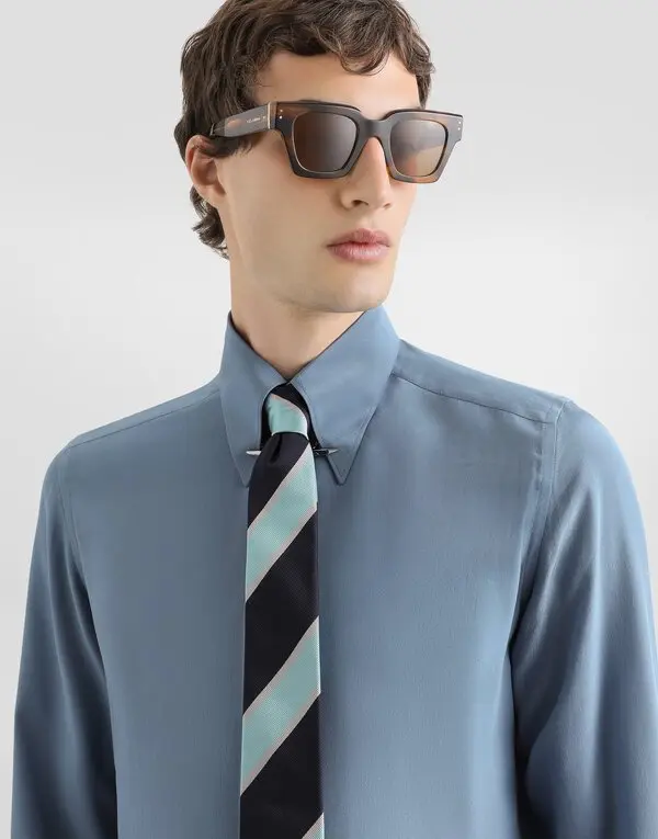 Dolce & Gabbana Silk Crêpe De Chine Gold Shirt - Azure