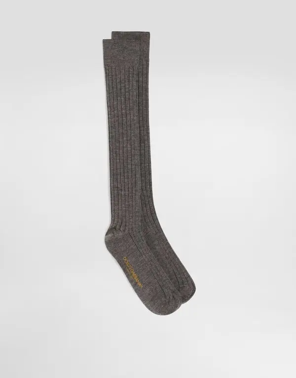 Dolce & Gabbana Calf Length Ribbed Socks - Grey