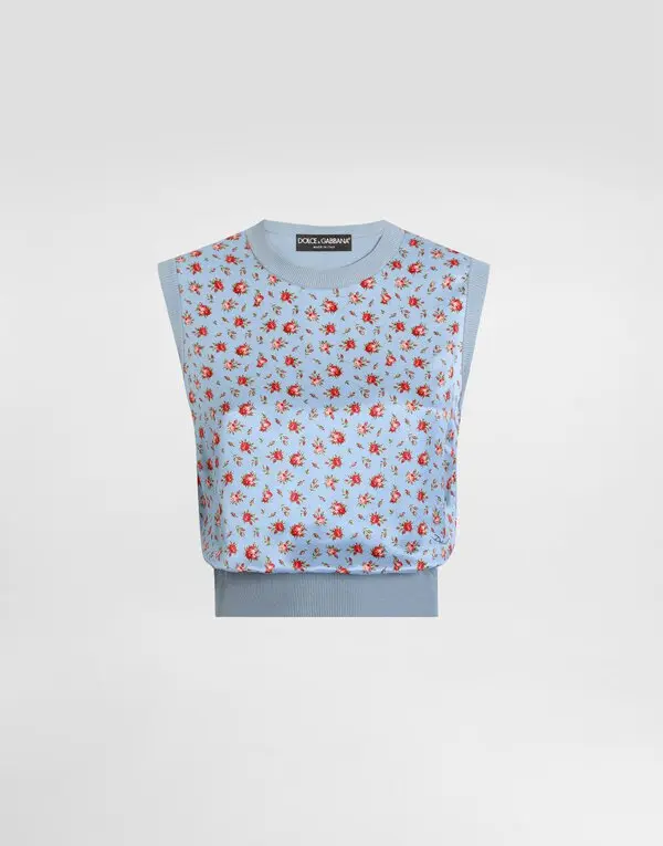 Dolce & Gabbana Rose-print Silk Tank Top - Multicolor
