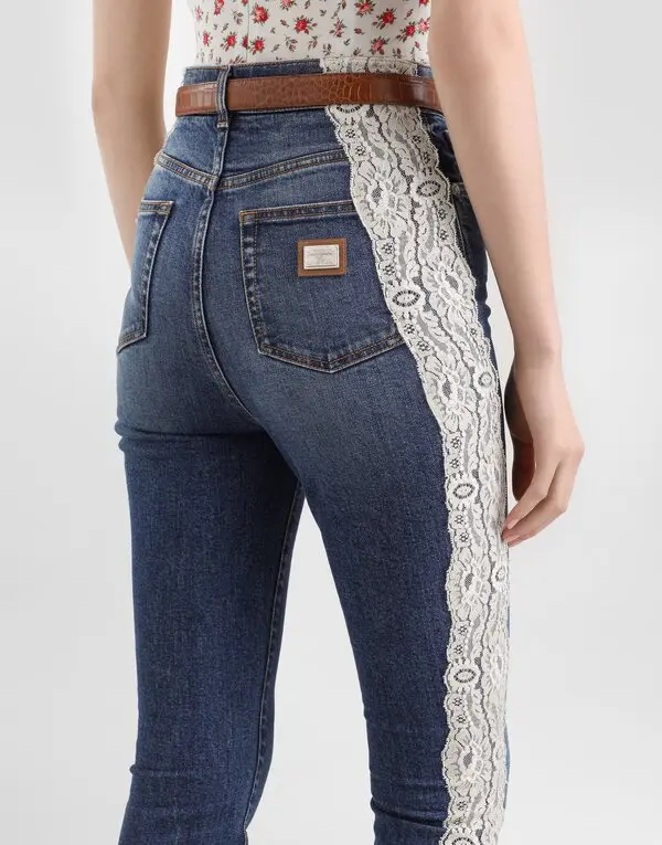 Dolce & Gabbana 5-pocket Denim Trousers With Lace