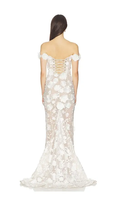 BRONX BANCO Jasmine Floral Off The Shoulder Gown
