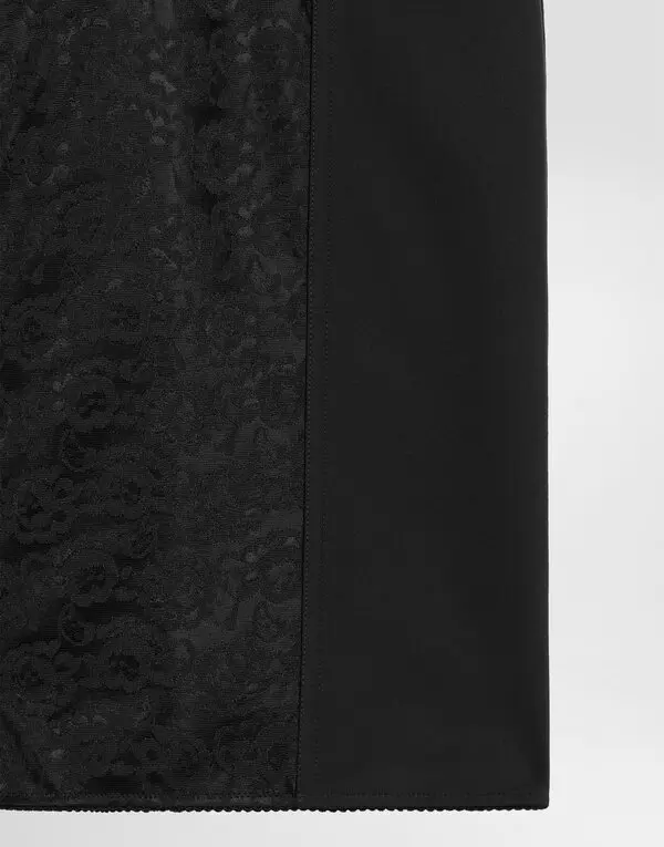 Dolce & Gabbana Sheath Dress In Elastic Fabric And Lace - Black