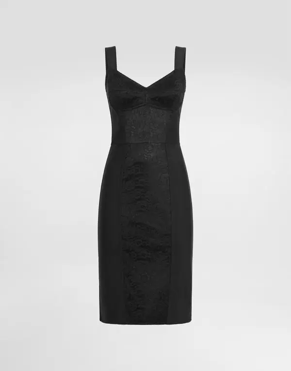 Dolce & Gabbana Sheath Dress In Elastic Fabric And Lace - Black