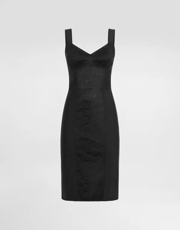 Dolce & Gabbana Sheath Dress In Elastic Fabric And Lace - Black