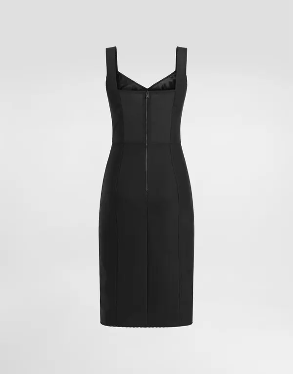 Dolce & Gabbana Sheath Dress In Elastic Fabric And Lace - Black