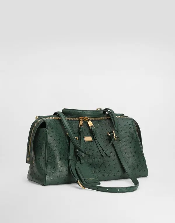 Dolce & Gabbana Vittoria Ostrich Leather Handbag - Green