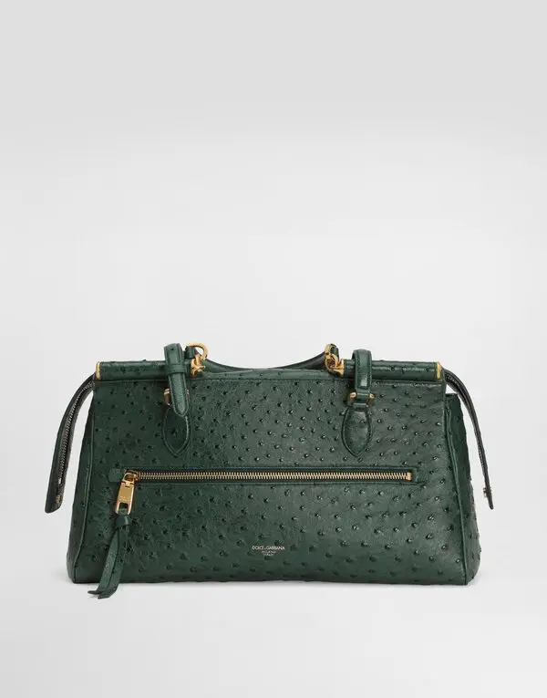 Dolce & Gabbana Vittoria Ostrich Leather Handbag - Green