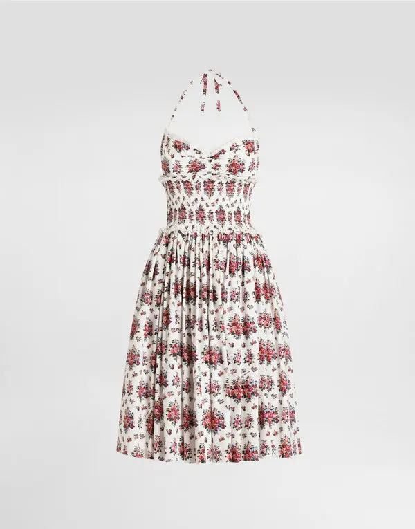 Dolce & Gabbana Flower Bouquet-print Poplin Dress - Multicolor