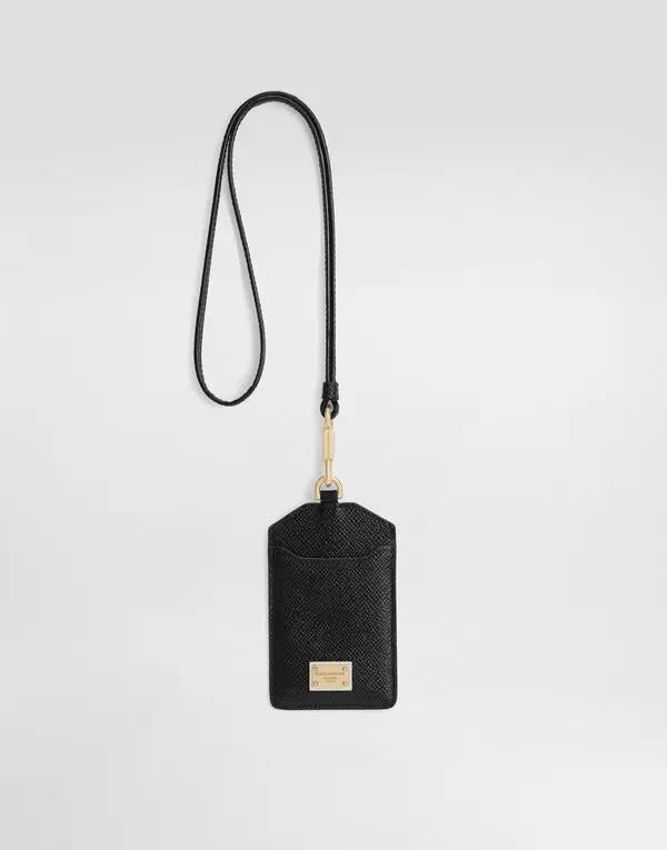 Dolce & Gabbana Dauphine Calfskin Keychain With Plate - Black
